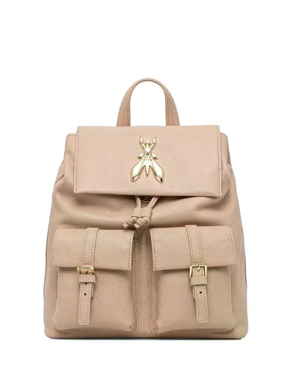 Patrizia Pepe Fly Pebbled-leather Backpack - Neutrals
