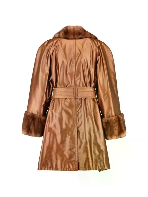 MARIO BORSATO VINTAGE Belted Fur-trim Coat