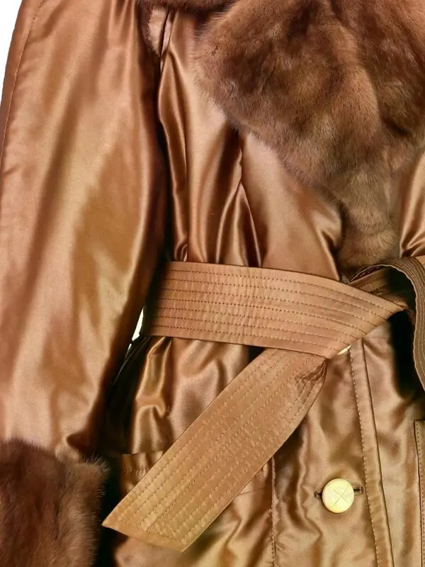 MARIO BORSATO VINTAGE Belted Fur-trim Coat