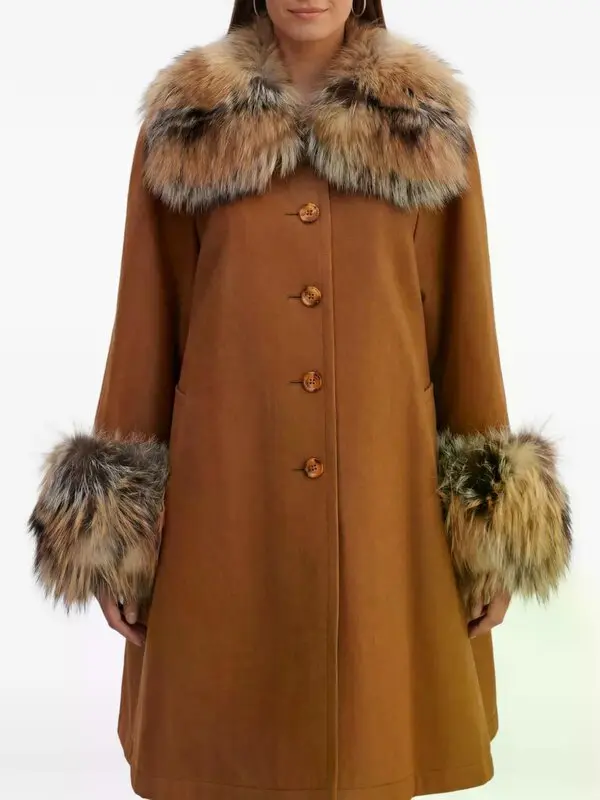 MARIO BORSATO VINTAGE Faux-fur Trim Coat - Brown