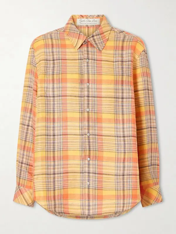 GOD’S TRUE CASHMERE God's True Cashmere Twilight Checked Linen Shirt