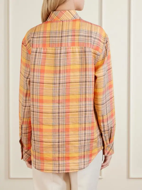 GOD’S TRUE CASHMERE God's True Cashmere Twilight Checked Linen Shirt