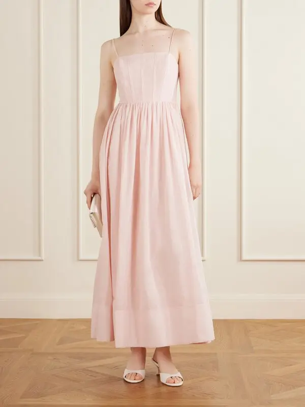Aje Rosie Silk And Cotton-blend Maxi Dress - Pink