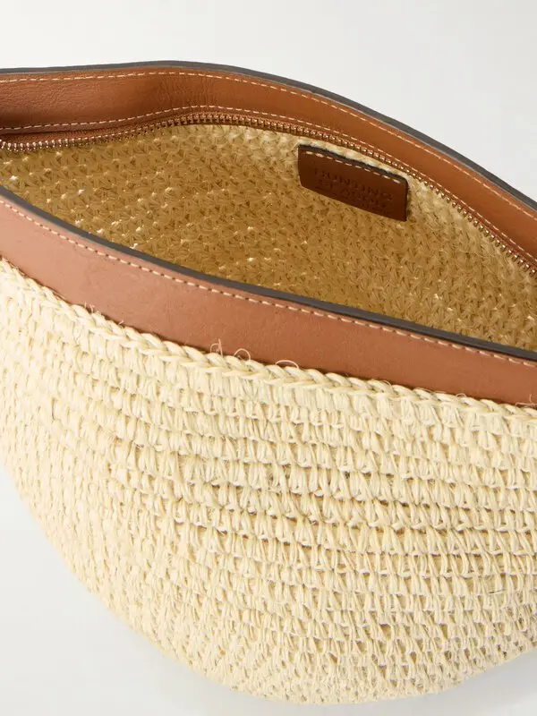 HUNTING SEASON Raffia Clutch With Leather Trim