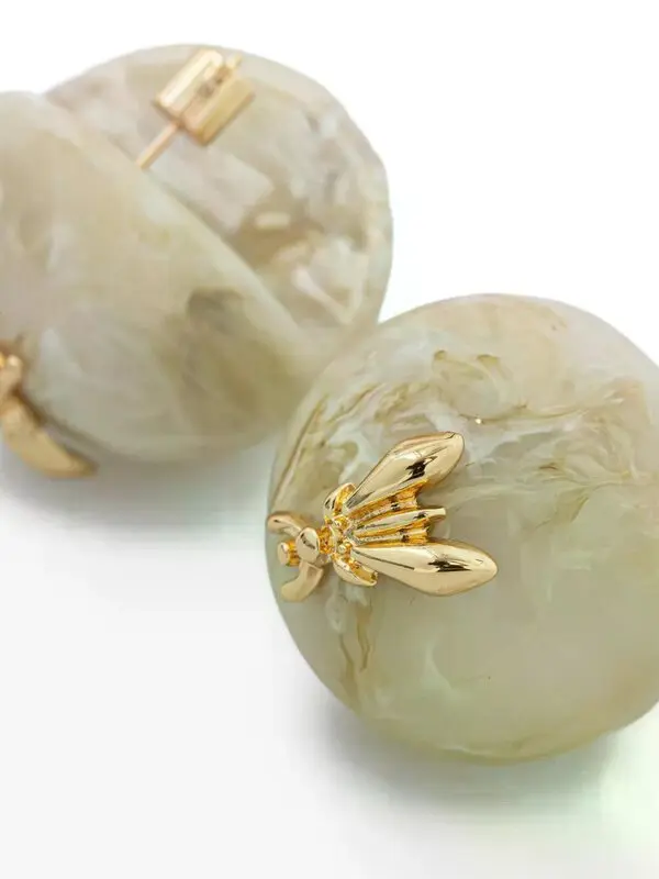Patrizia Pepe Marbled Effect Earrings With Gold-tone Fly Motif