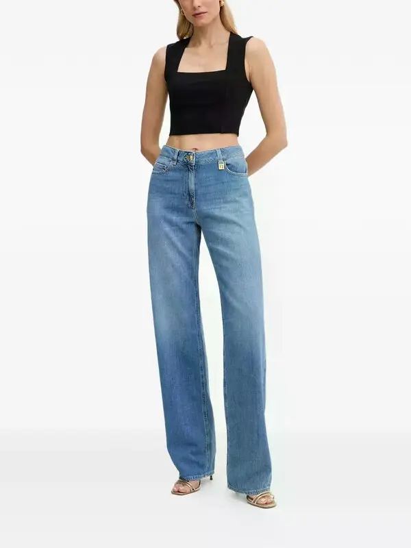 Patrizia Pepe Square Neck Cropped Top - Black
