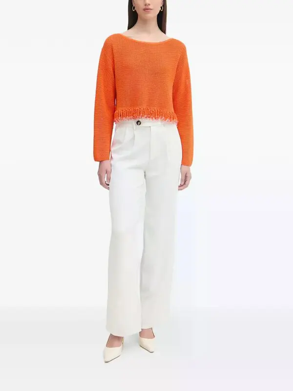 Patrizia Pepe Beaded Fringe-trim Mesh Top