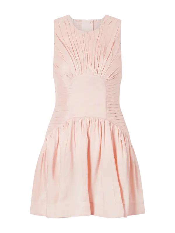 Aje Medea Gathered Linen-blend Mini Dress - Pink