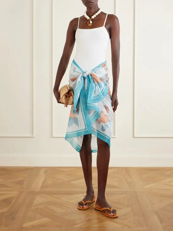 Erdem Floral-print Cotton-voile Pareo