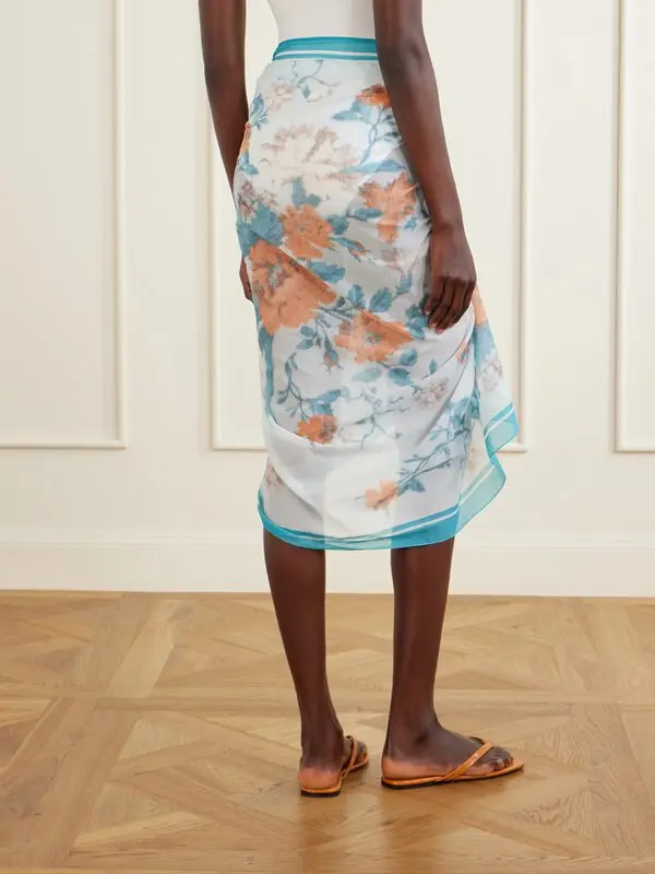 Erdem Floral-print Cotton-voile Pareo