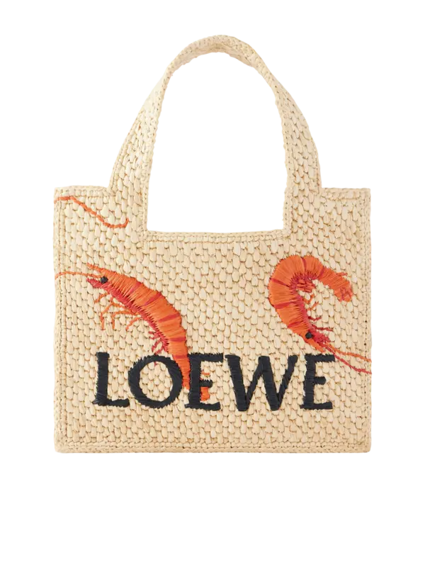 Loewe Embroidered Raffia Tote - Multi