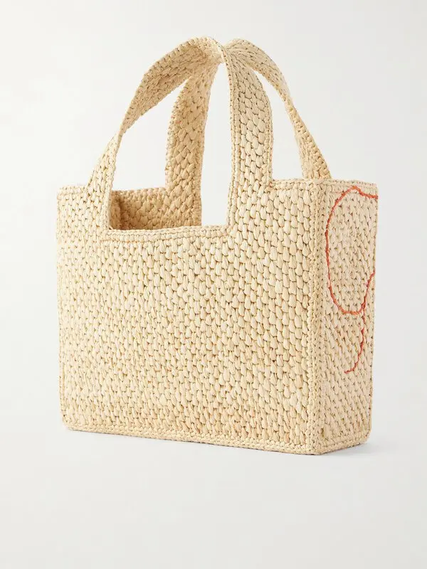Loewe Embroidered Raffia Tote