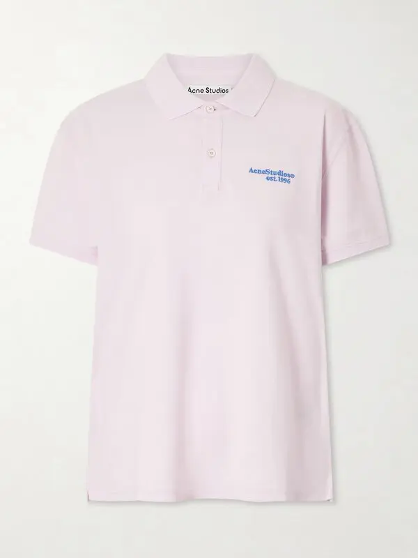 Acne Studios Embroidered Cotton-piqué Polo Shirt - Pink