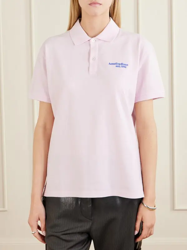Acne Studios Embroidered Cotton-piqué Polo Shirt - Pink
