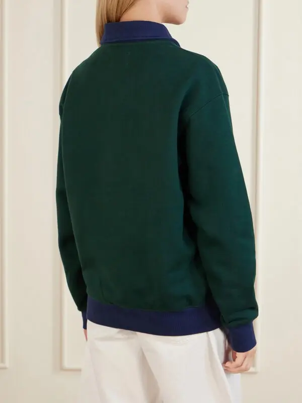 Aimé Leon Dore Logo Embroidered Cotton Half-zip Sweatshirt