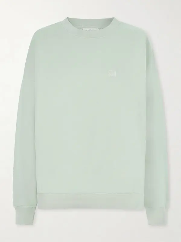 ANINE BING Miles Logo-embroidered Cotton-jersey Sweatshirt - Green