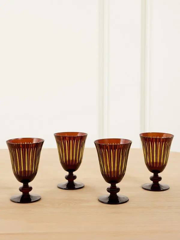 L'Objet Prism Set Of Four Glass Wine Glasses - Orange