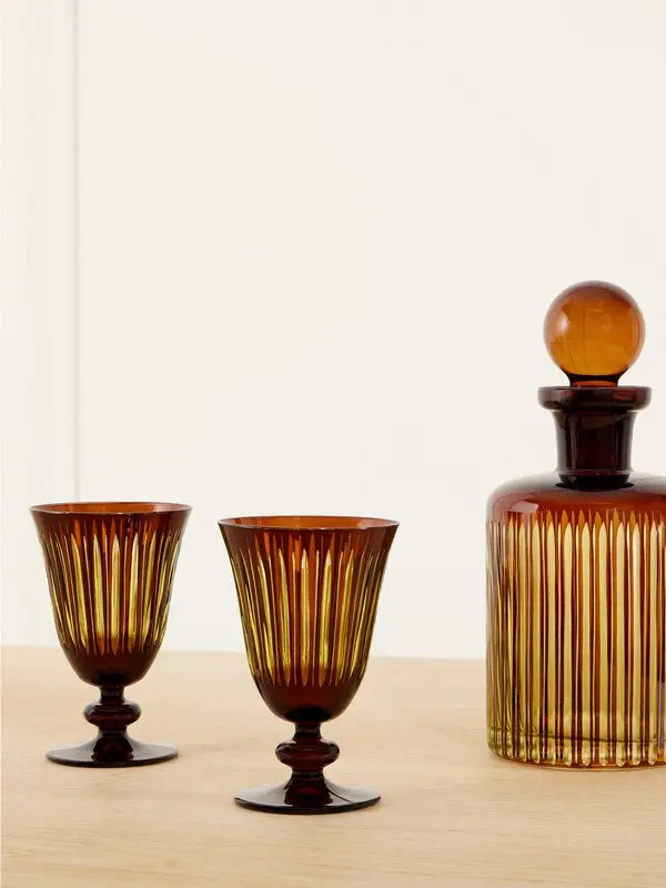 L'Objet Prism Set Of Four Glass Wine Glasses - Orange