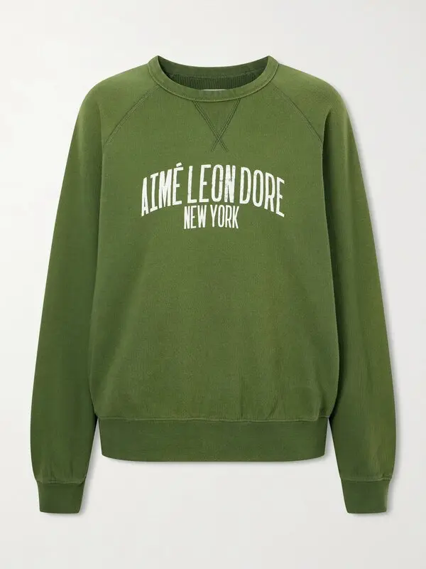 Aimé Leon Dore Logo-print Cotton-blend Jersey Sweatshirt - Green