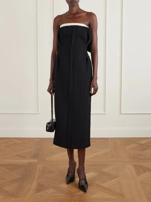 Calvin Klein Strapless Wool Midi Dress