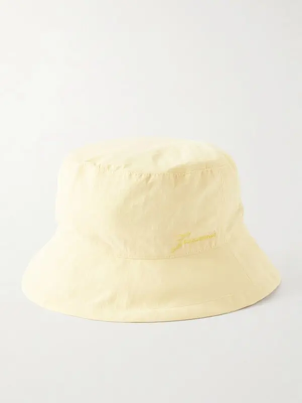 Jacquemus Le Bob Baluchon Embroidered Shell Bucket Hat - Yellow