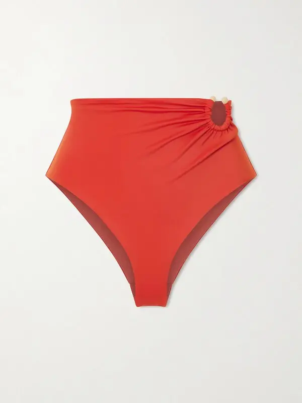 Johanna Ortiz Taita Embellished Bikini Briefs - Orange