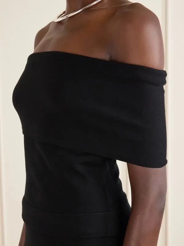 Simkhai Callahan Cropped Off-the-shoulder Wool Top