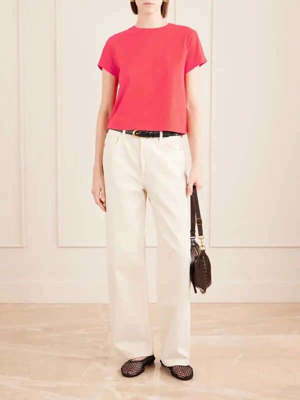 AGOLDE Adine Cropped Organic Cotton-jersey T-shirt - Red
