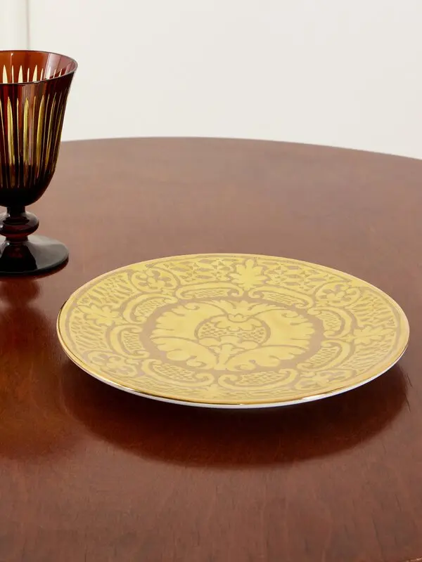 L'Objet Fortuny Orsini Set Of Four Painted Earthenware Dessert Plates