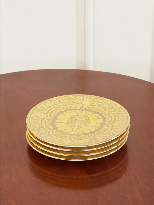 L'Objet Fortuny Orsini Dessert Plates Set Of Four - Yellow