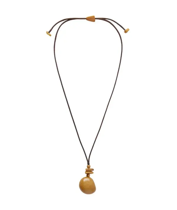 HUNTING SEASON Tagua Seed And Leather Pendant Necklace - Brown