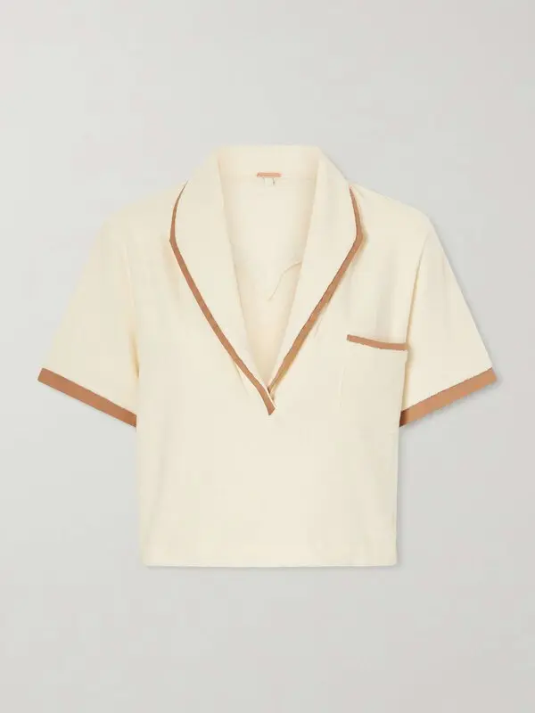 Johanna Ortiz Terry Cropped Cotton-blend Top - Cream