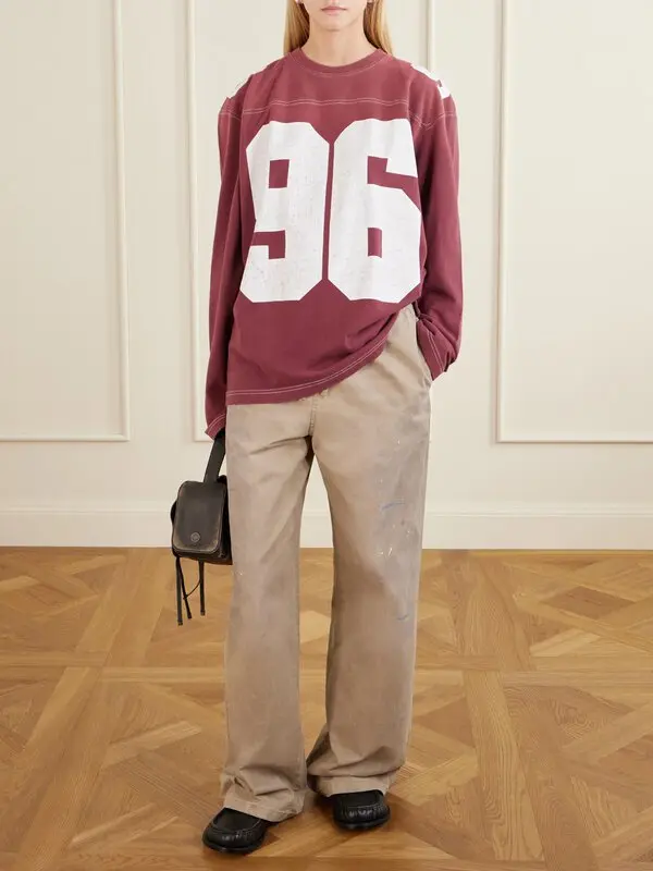 Acne Studios Paint-splatter Cotton-twill Wide-leg Trousers