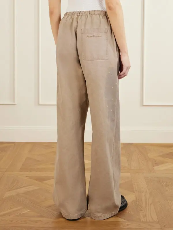 Acne Studios Paint-splatter Cotton-twill Wide-leg Trousers