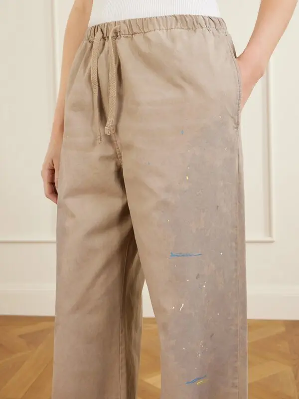 Acne Studios Paint-splatter Cotton-twill Wide-leg Trousers