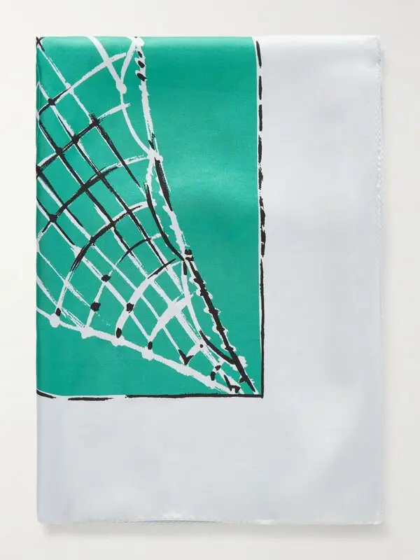 Altuzarra Fishnet Printed Silk-twill Scarf - Green
