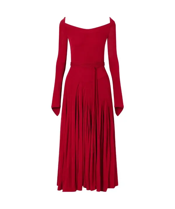 Tory Burch Jersey Boatneck Maxi Dress - Red