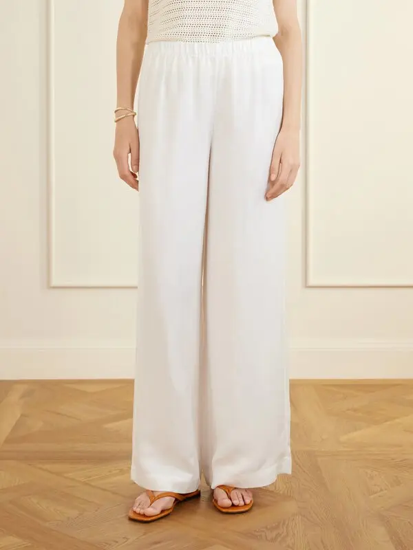 ANINE BING Roslyn Woven Wide-leg Pants - Neutrals