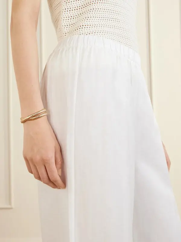 ANINE BING Roslyn Woven Wide-leg Pants - Neutrals