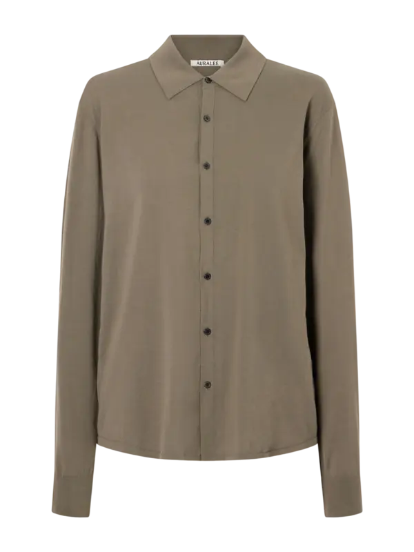Auralee Giza Fine Knit Cotton Shirt - Green