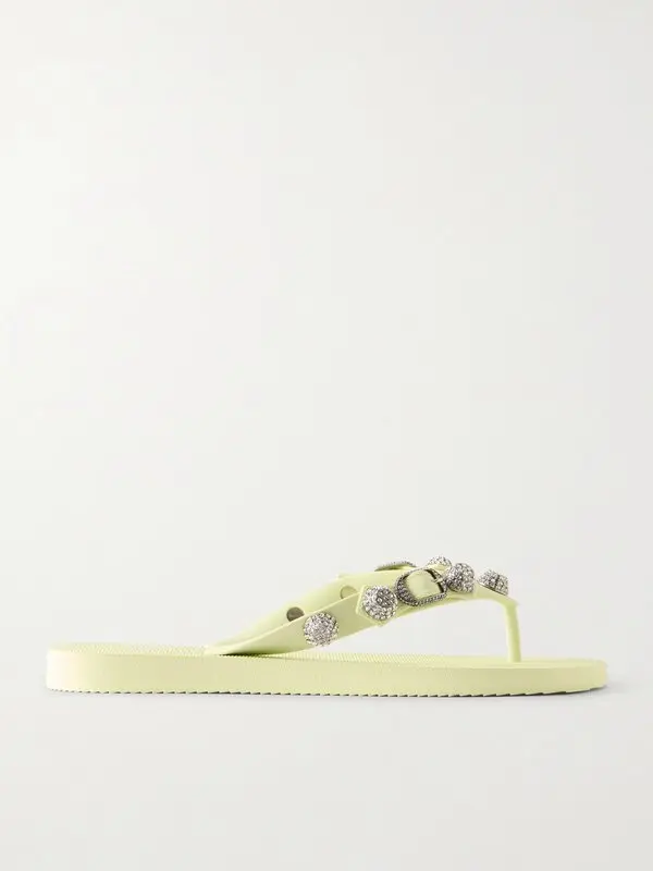 Balenciaga Cagole Embellished Tpu Flip Flops - Green
