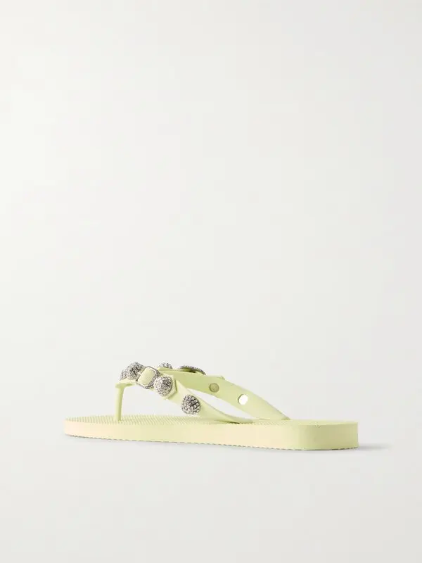 Balenciaga Cagole Embellished Tpu Flip Flops - Green