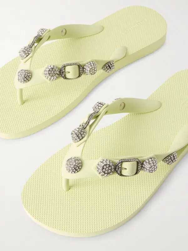 Balenciaga Cagole Embellished Tpu Flip Flops - Green