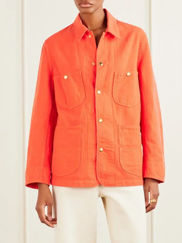 Auralee Wool, Cotton, And Linen-blend Jacket - Orange