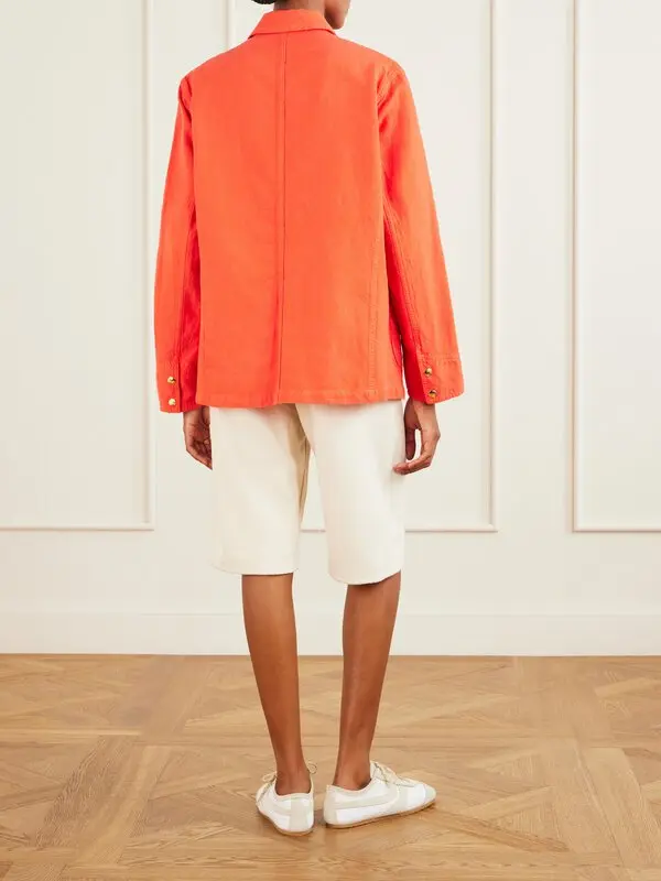 Auralee Wool, Cotton, And Linen-blend Jacket - Orange