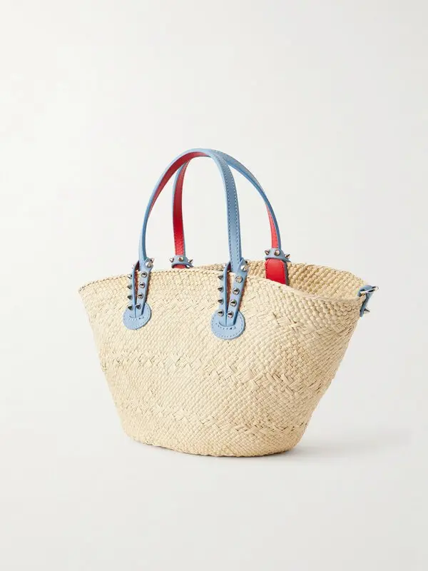 CHRISTIAN LOUBOUTIN Cabata Appliquéd Studded Raffia Tote - Neutrals