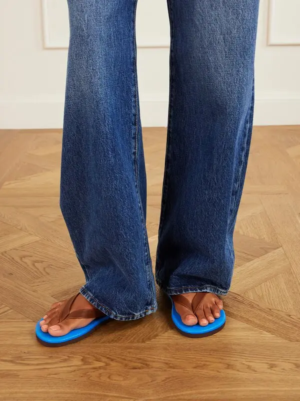 Auralee Leather Flip Flops - Blue