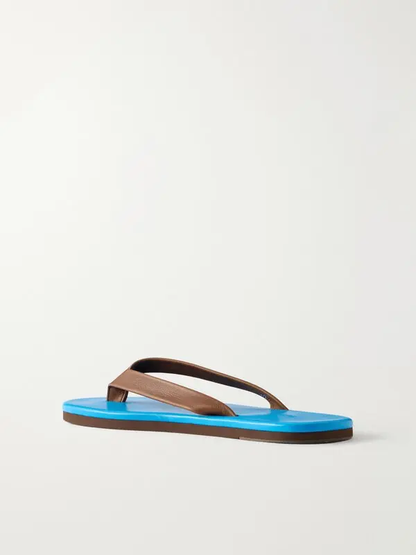 Auralee Leather Flip Flops - Blue