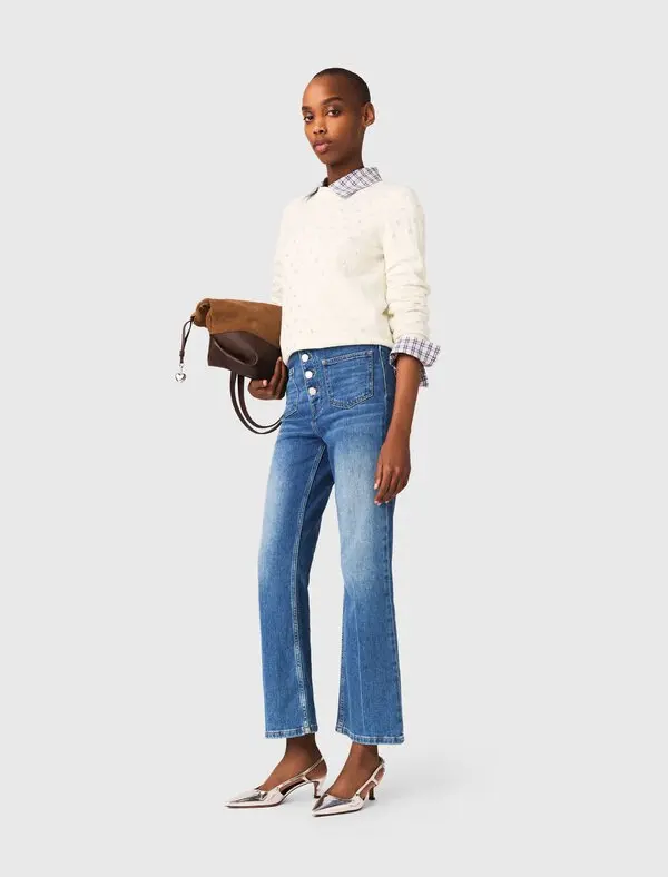 Maje Straight-cut Flare Jeans With Clover Detail