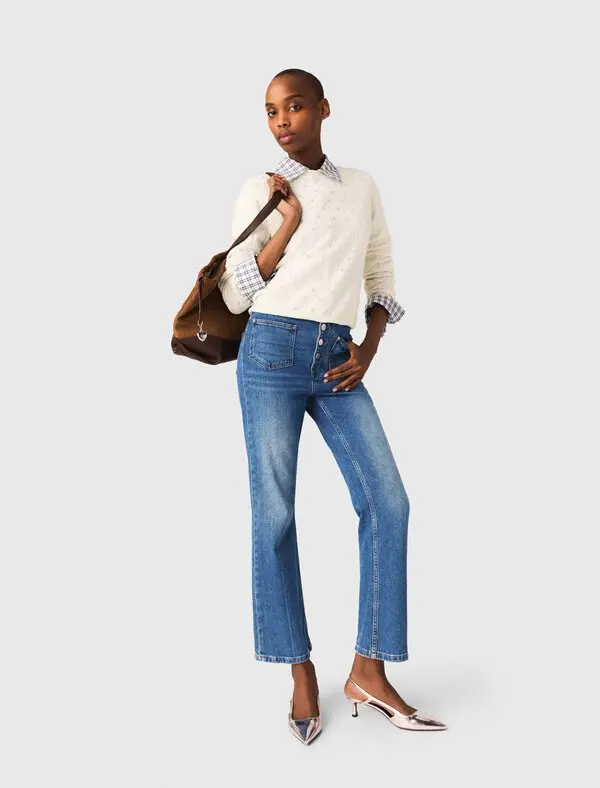 Maje Straight-cut Flare Jeans With Clover Detail